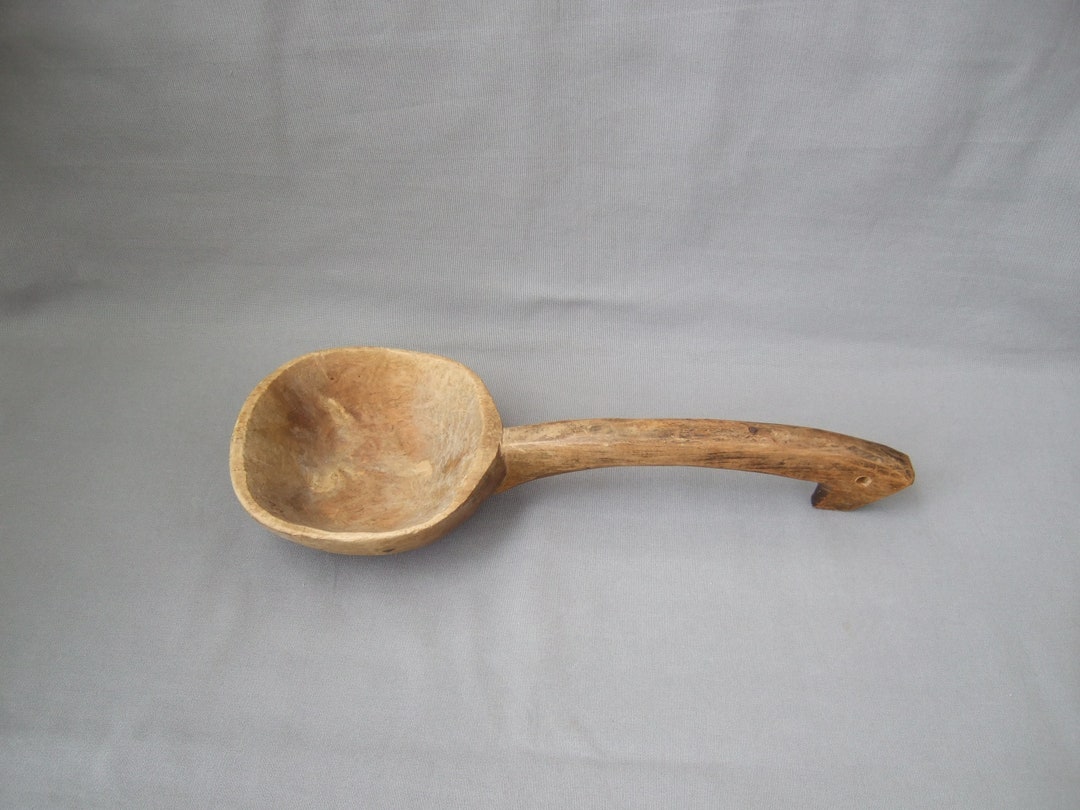 Rustic Ladle Wood Hand Carved Ladle Carved Antique Vintage Country ...