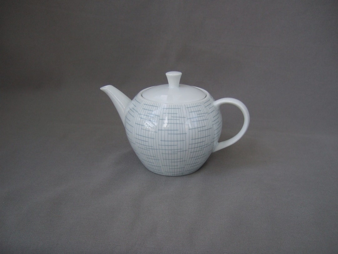 Melitta Teapot Porcelain White Gray Mid Century Vintage Pot Line ...