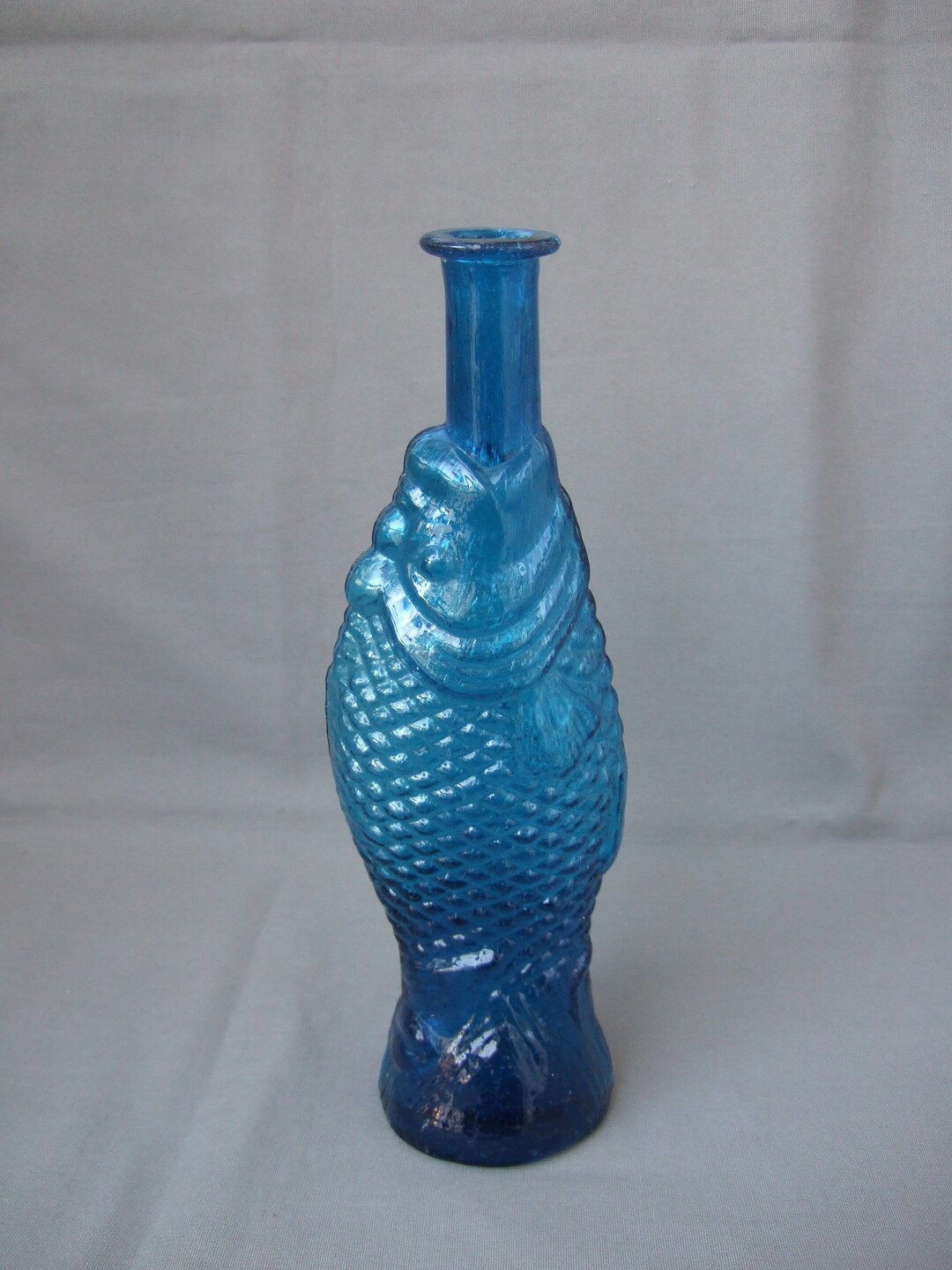 Glass Bottle Fish Blue Bottle Glass Vintage Glass Fish - Etsy