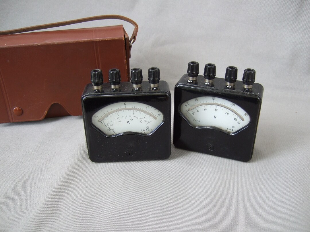 Vintage Voltmeter Ammeter in Brown Leather Case - Etsy
