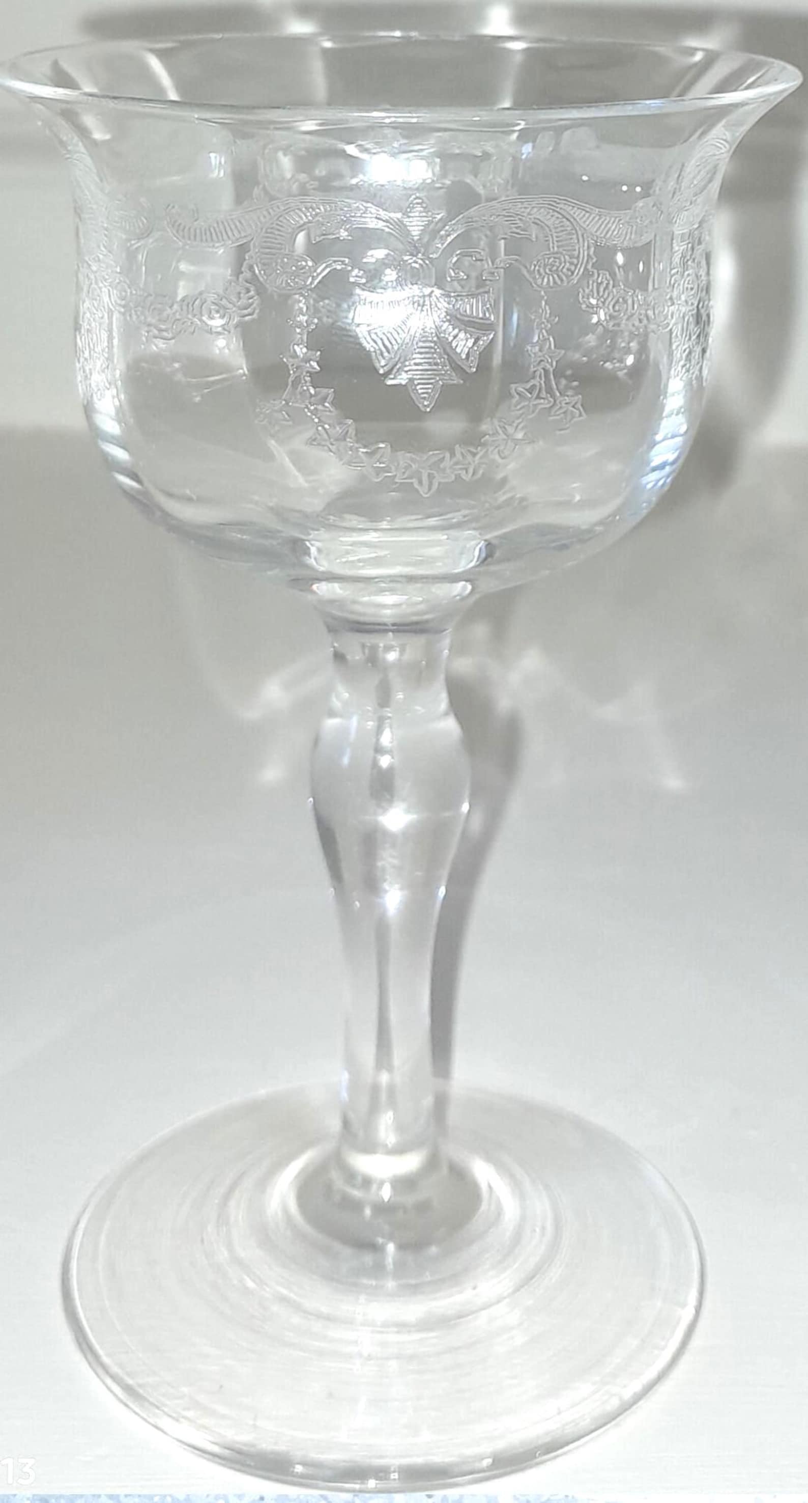 Antique HC Fry Etched Crystal Dessert Glasses - 1920s Stemware Pair - Etsy