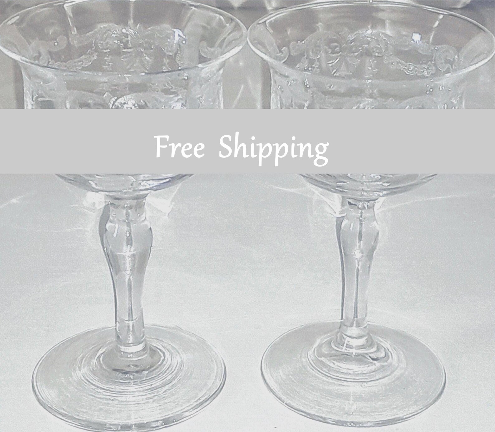 Antique HC Fry Etched Crystal Dessert Glasses - 1920s Stemware Pair - Etsy