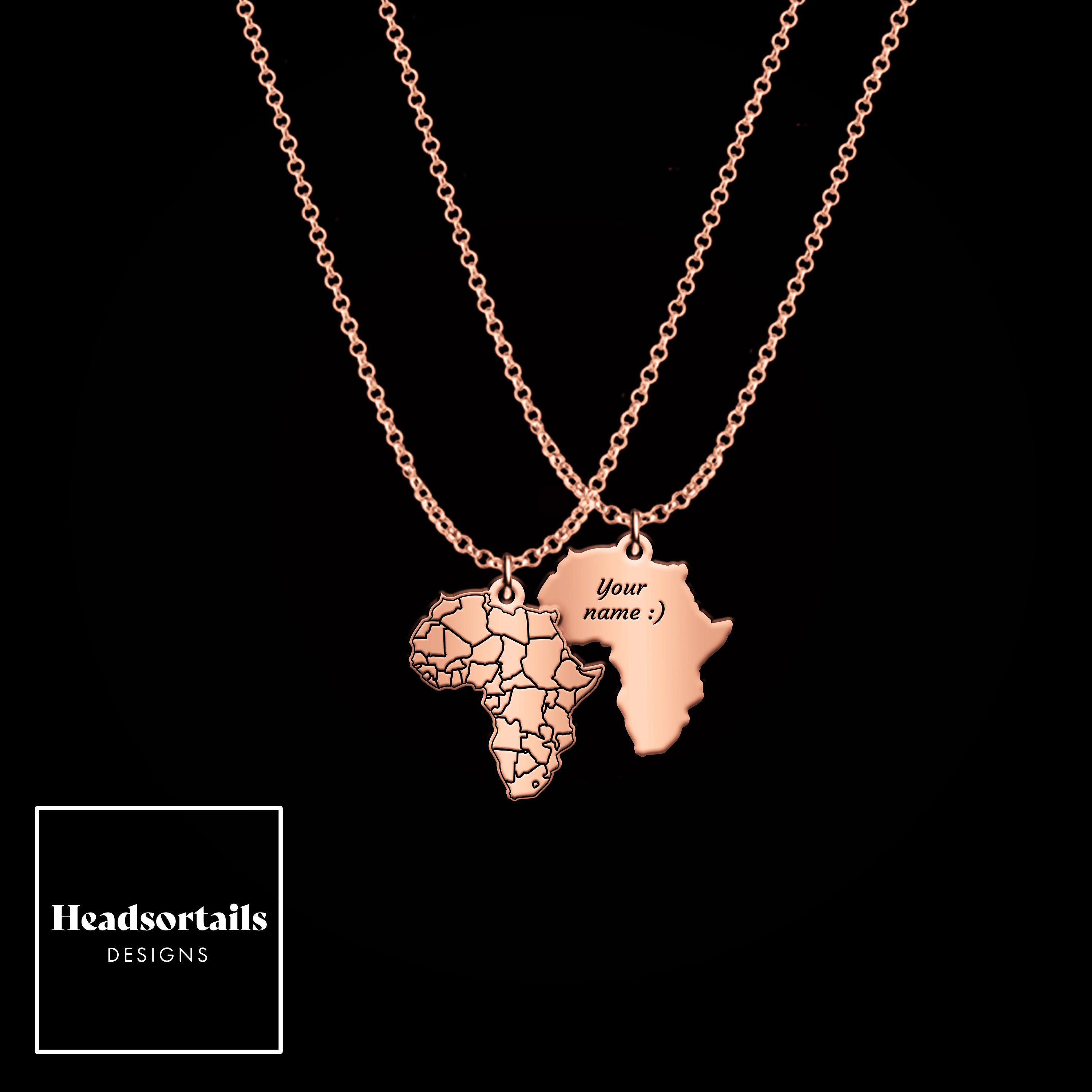 Silver Africa Map Necklace Africa Map Name Pendant Custom - Etsy