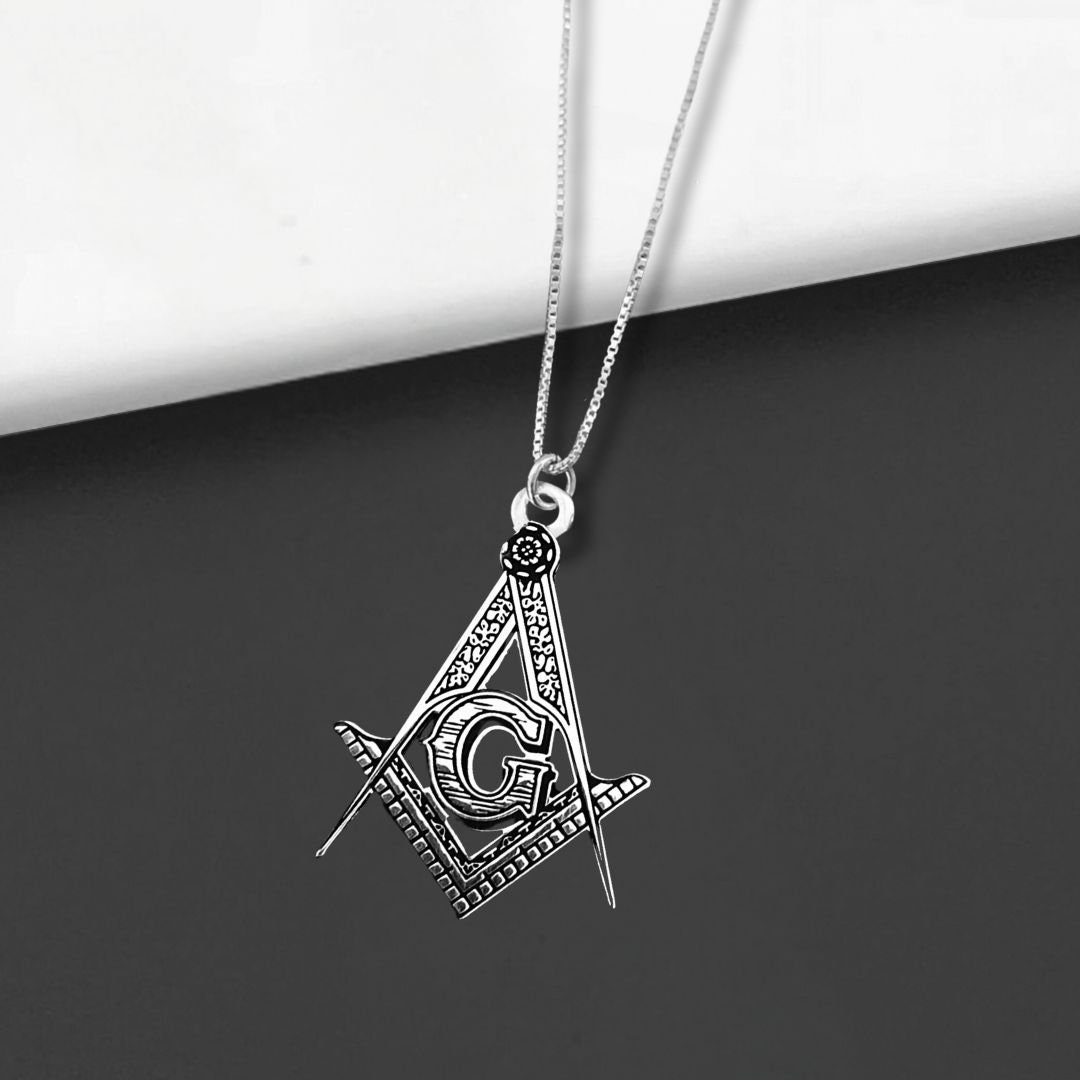 Freemason Charm Pendant Necklace 925 Sterling Silver/18k Gold Plated ...