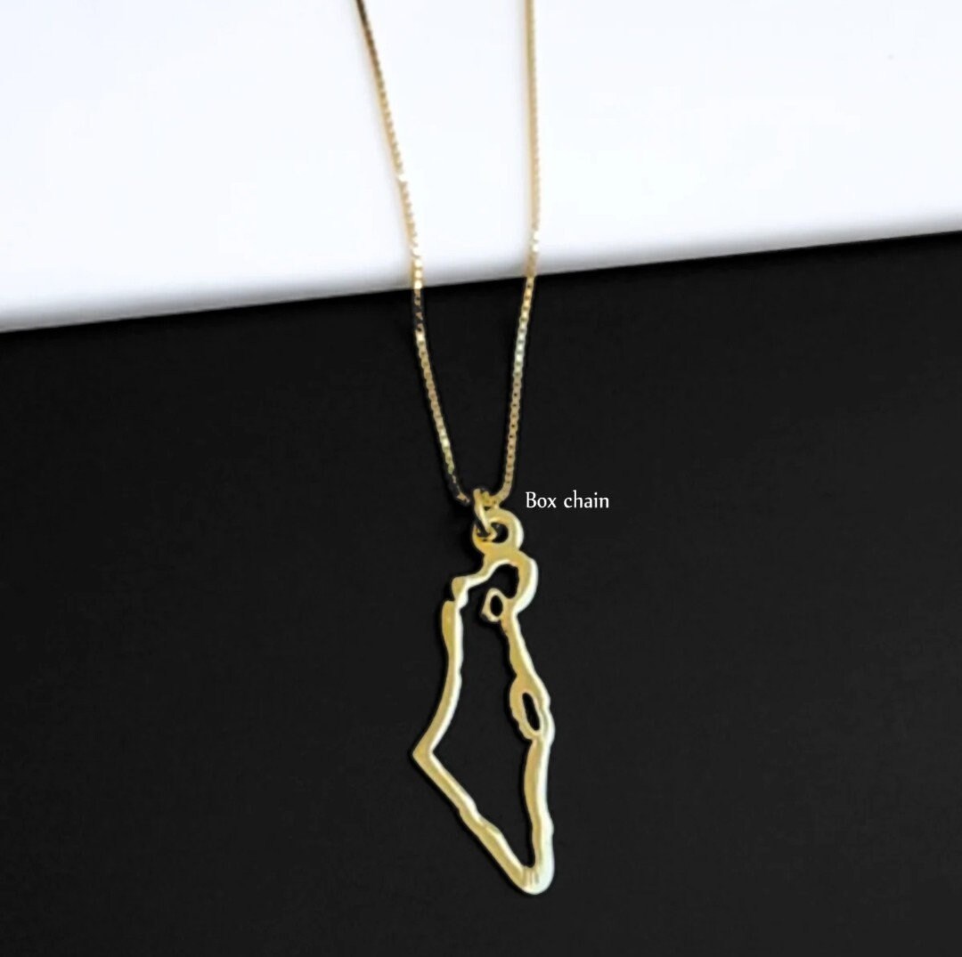 ISRAEL MAP NECKLACE Gold Israel Map Hollow Shape Pendant - Etsy