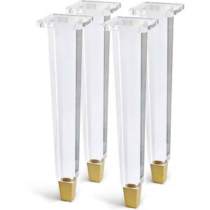 12 Lucite Legs square Tapered Hollywood Regency Furniture acrylic Legs ...