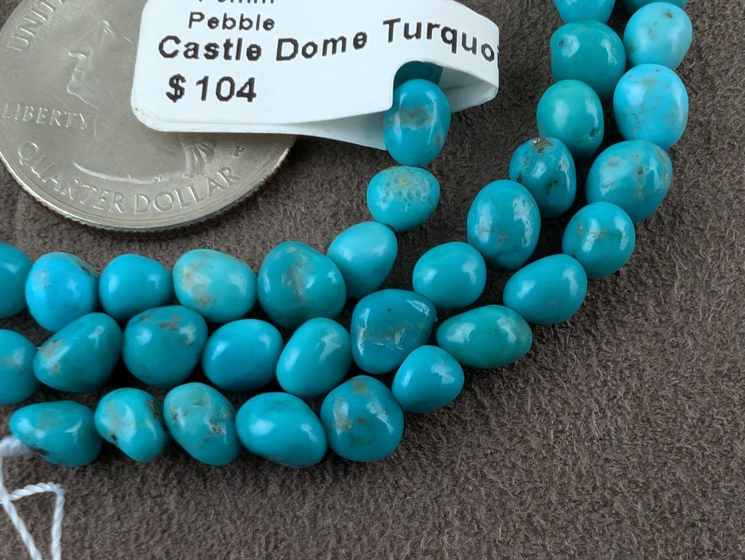 Castle Dome Turquoise 4-6mm Pebble Beads, Approx 37 per 8'' HALF Strand ...