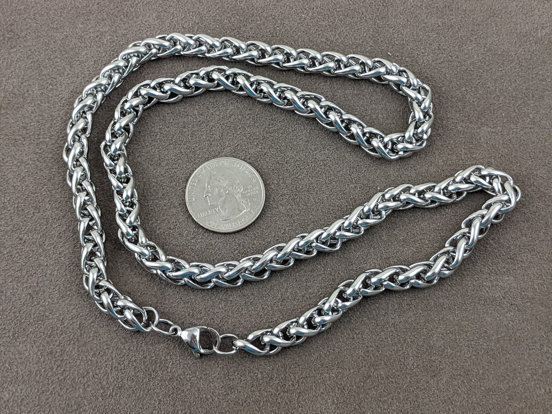 8mm Fashionable 304 Stainless Steel Wheat Chain Necklaces, With Lobster ...