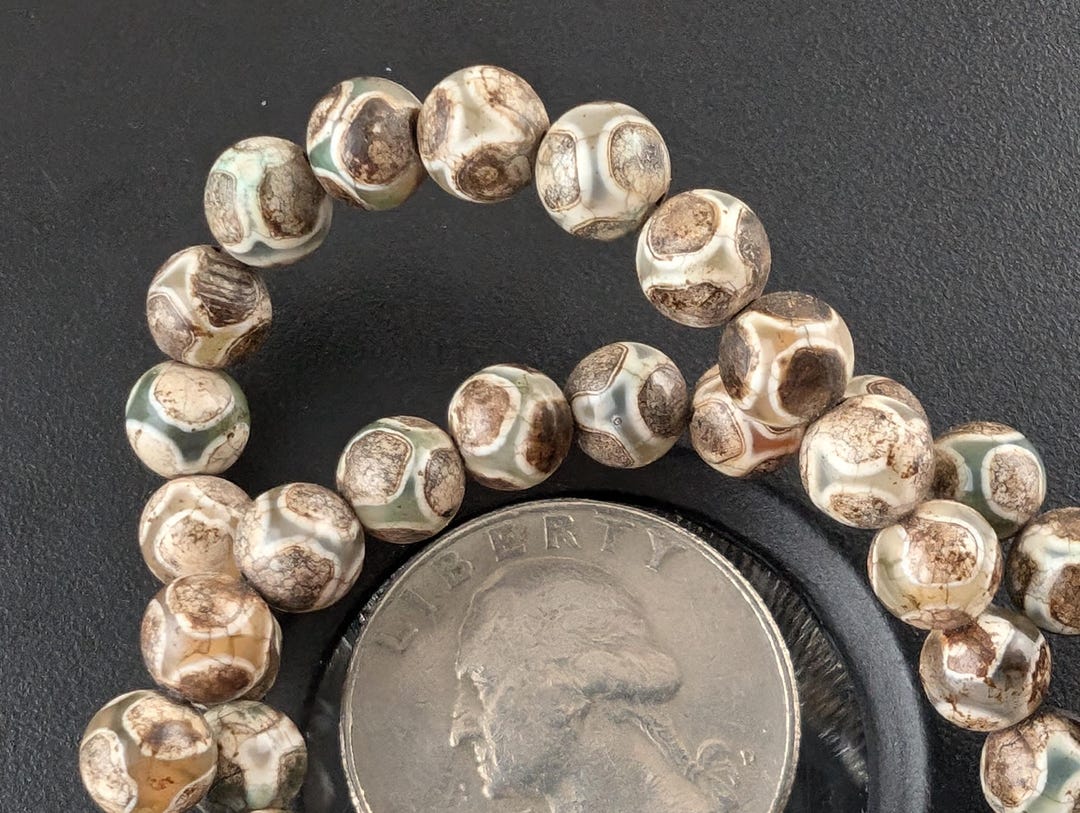 6 Mm Natural Tibetan Turtle Back Pattern Round Dzi Agate Beads, Dyed ...