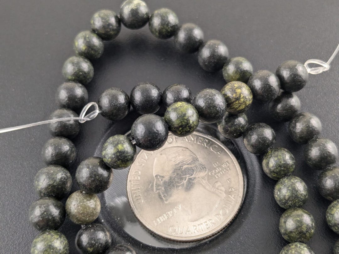 6-6.5mm Natural Serpentine/green Lace Stone Round Beads, Hole: 1mm ...
