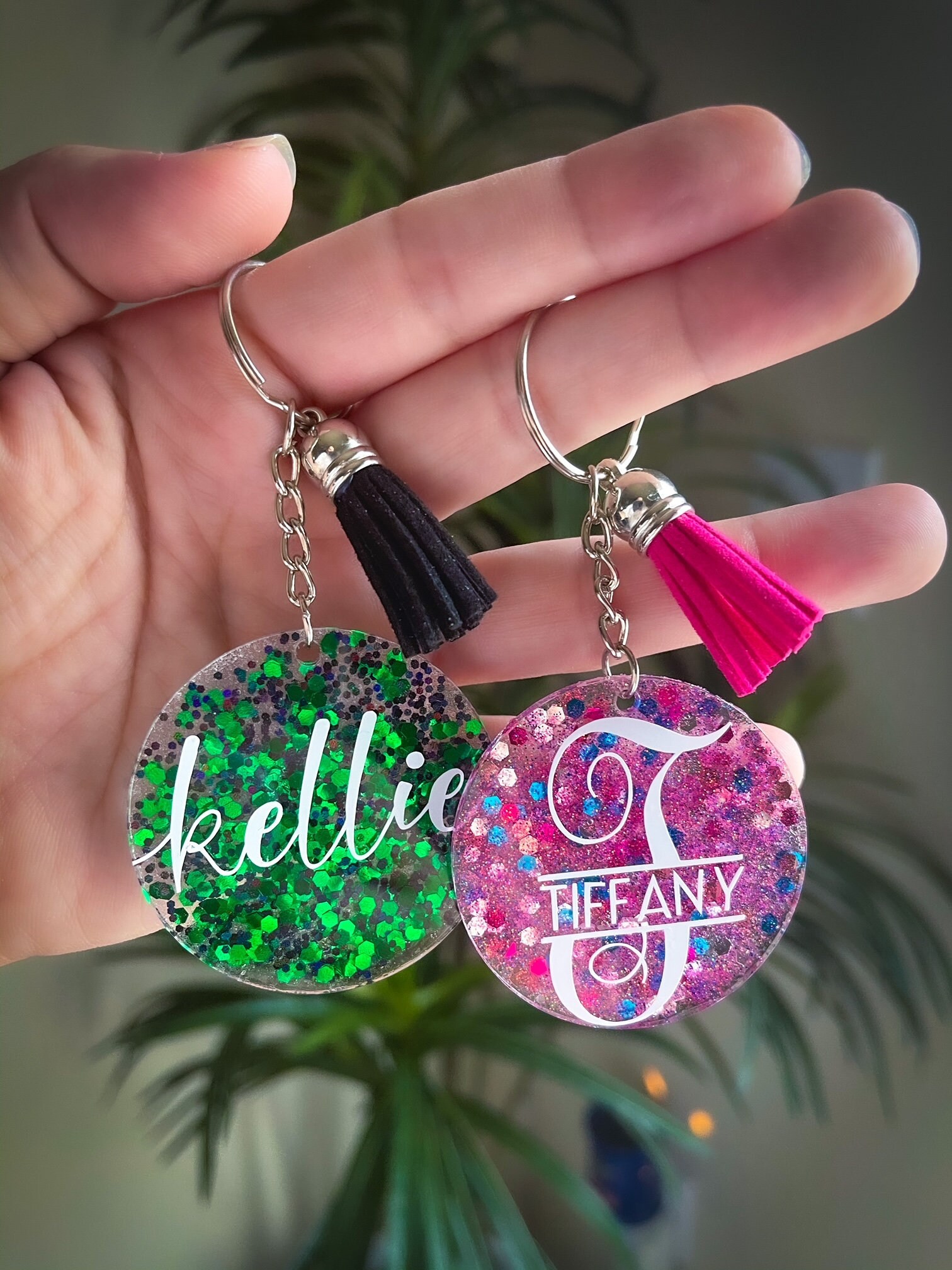 Personalized Glittler Keychain Monogram Keychain Name - Etsy