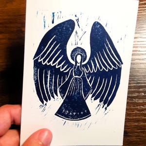 Handmade Catholic Christmas Card - Linocut Block Printed - Etsy