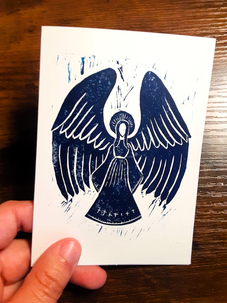 Handmade Catholic Christmas Card - Linocut Block Printed - Etsy