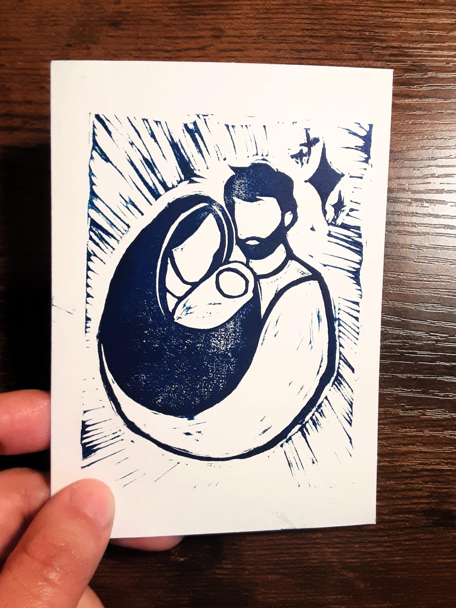 Handmade Catholic Christmas Card - Linocut Block Printed - Etsy