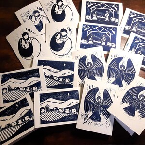 Handmade Catholic Christmas Card - Linocut Block Printed - Etsy