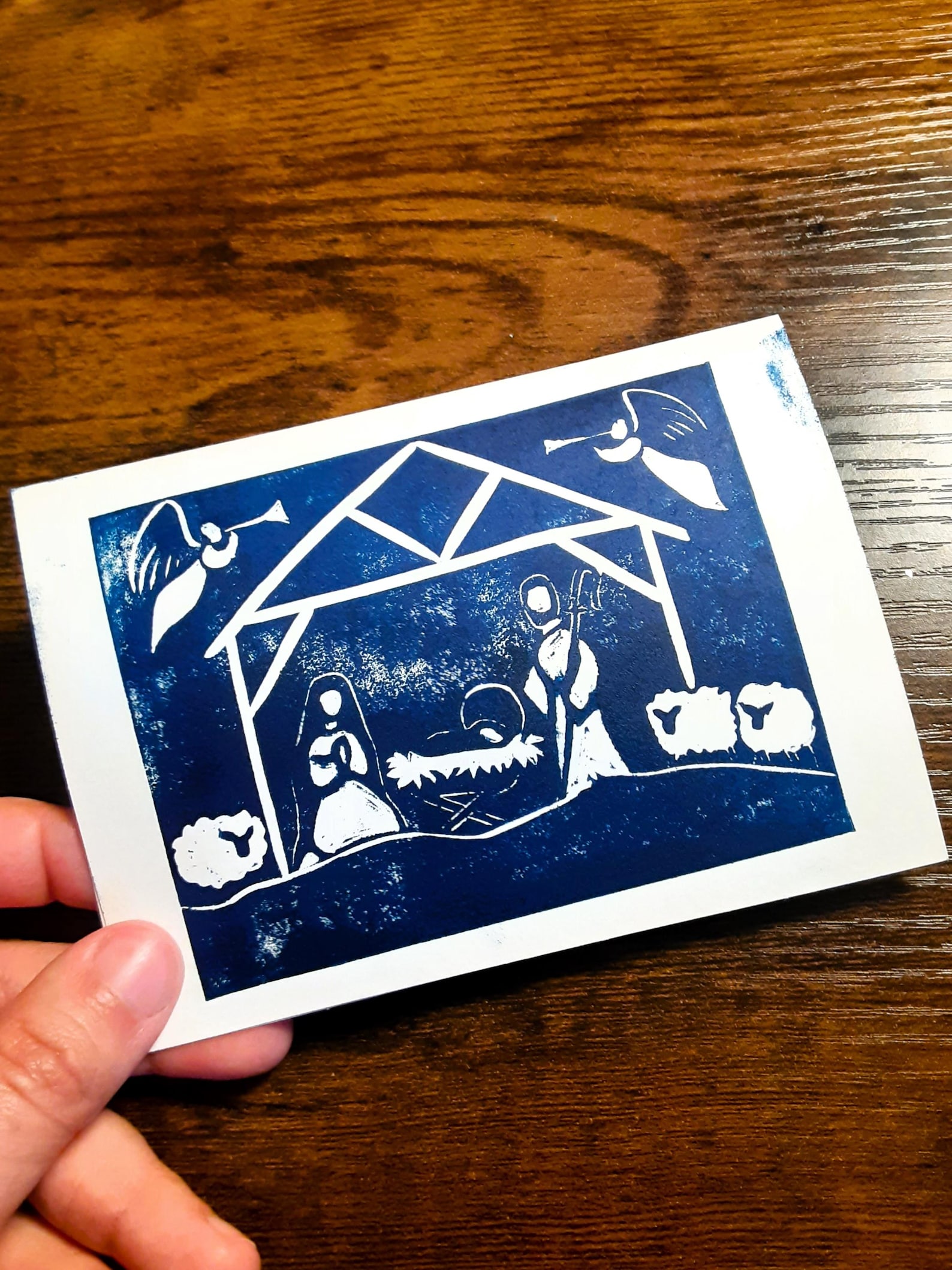 Handmade Catholic Christmas Card - Linocut Block Printed - Etsy