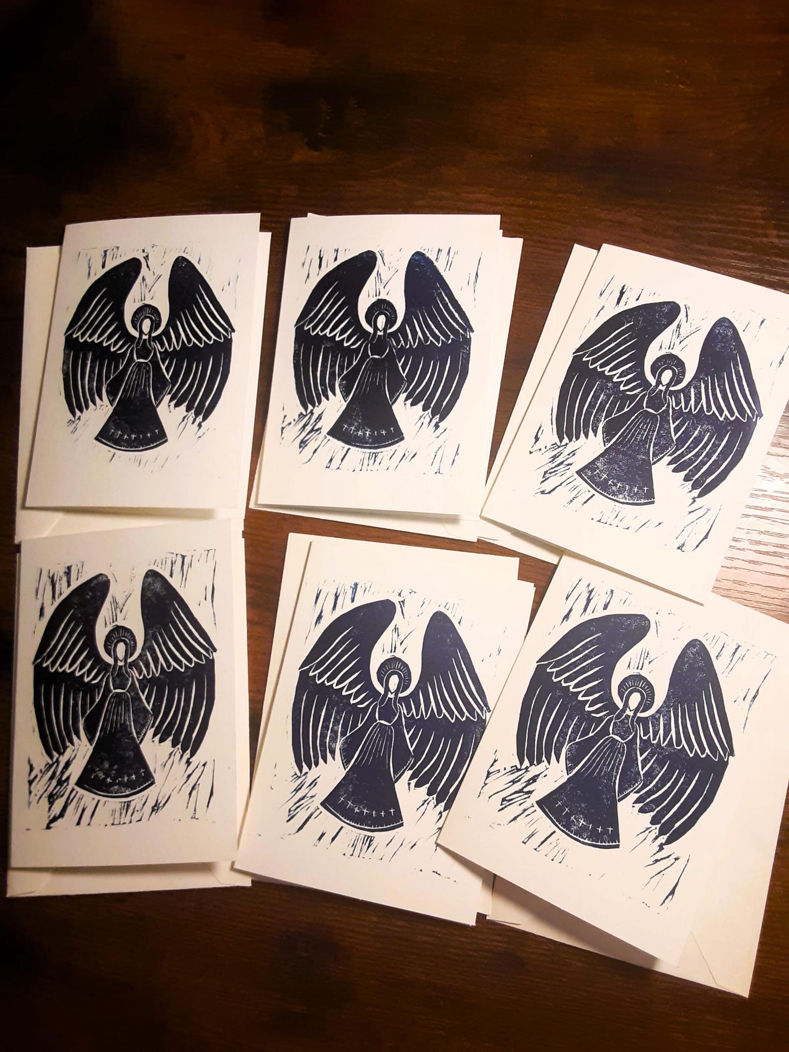 Handmade Catholic Christmas Card - Set of 4 - Linocut Block Printed - Etsy