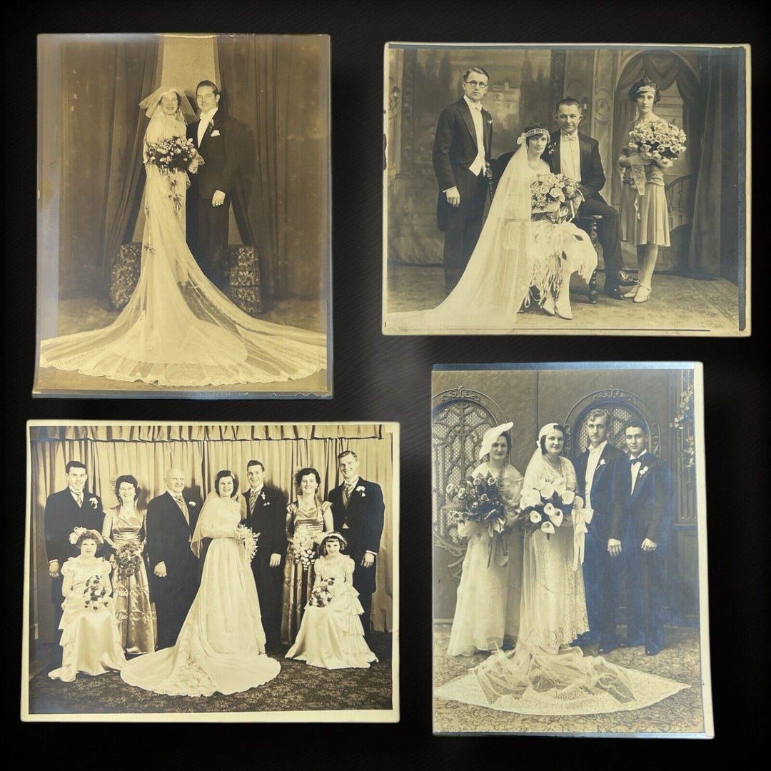 Antique 1900s Wedding Party Bridal Photos Vintage Photography Ephemera ...