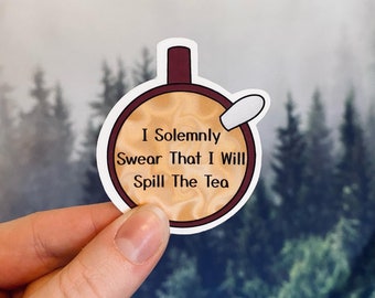 Tea Cup Spill the Tea Stickers Gossip Tea Bag Decals, Trendy Laptop ...