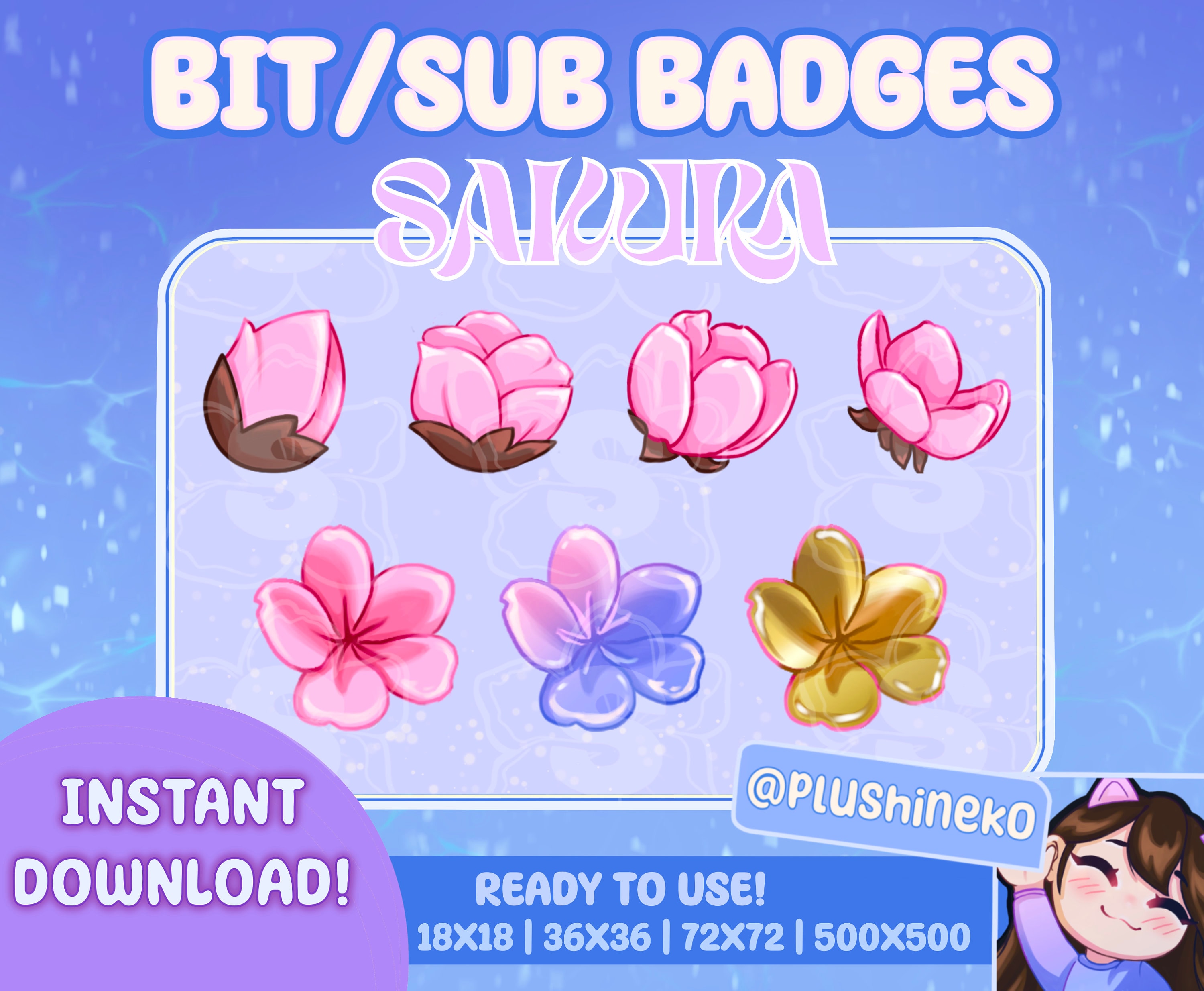 Sakura Badges | Ready to Use! | Twitch Badges | Streamer Badges | Bits ...