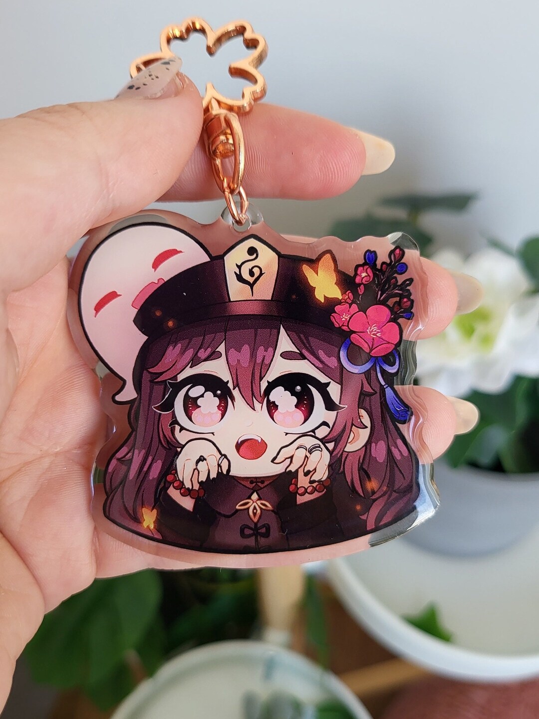 Genshin Impact Hutao and Ghost Acrylic Keychain Charm - Etsy