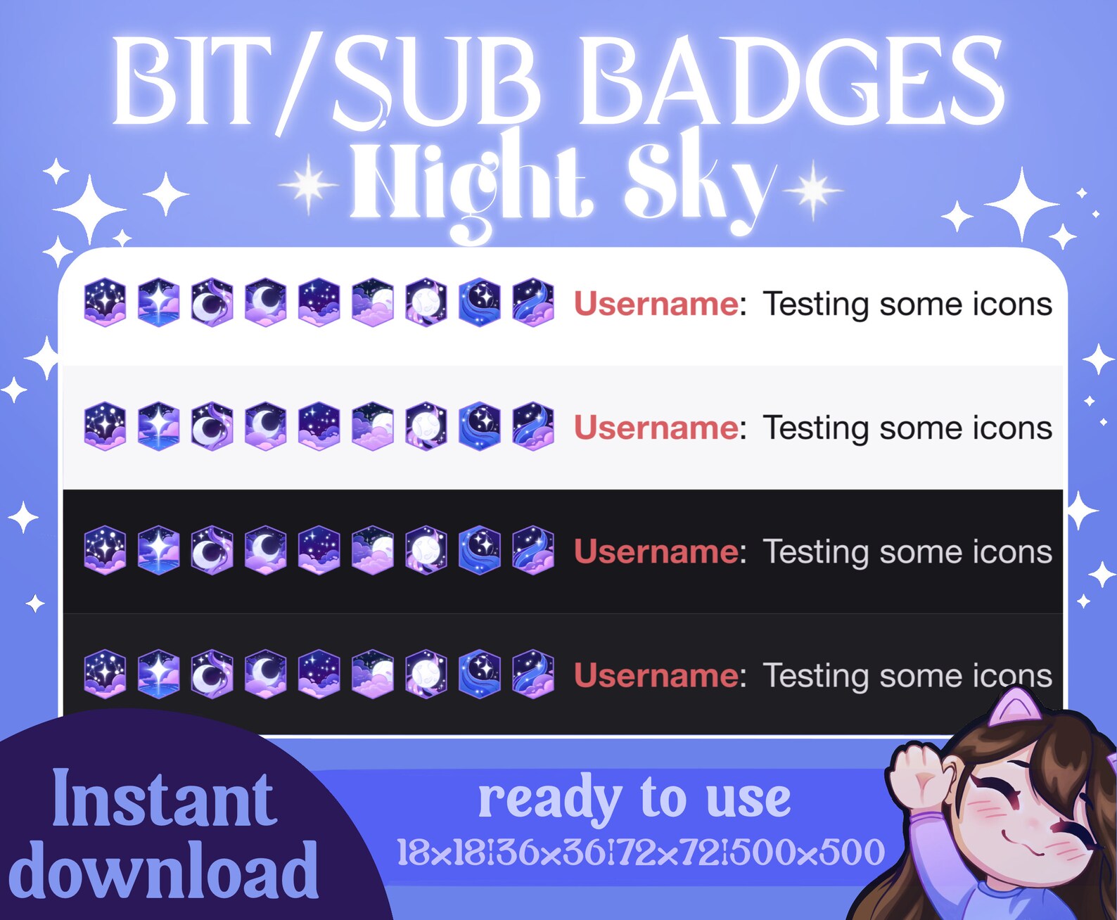 Night Sky | Ready to Use | Twitch Badges | for Streamers | Bits ...