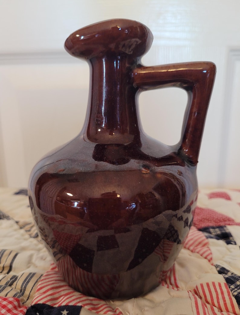 Mini Brown Stone Pitcher, Early American Stone Mini Pitcher, Antique ...