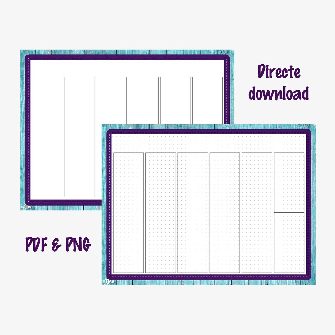 Digital Week Column With Border for Planner Onenote, Metamoji ...