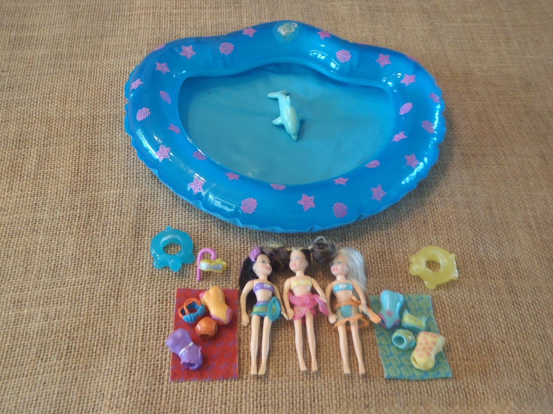 Vintage Polly Pocket Summer Swimming Pool Fun Set Color Changing Hair ...