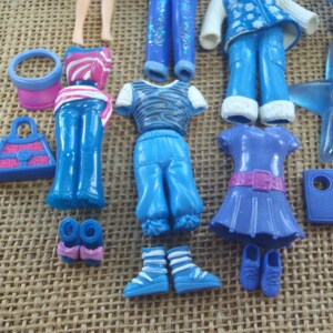 Vintage Polly Pocket Dolls colors of the Rainbow Blue Outfits Shoes Pet ...
