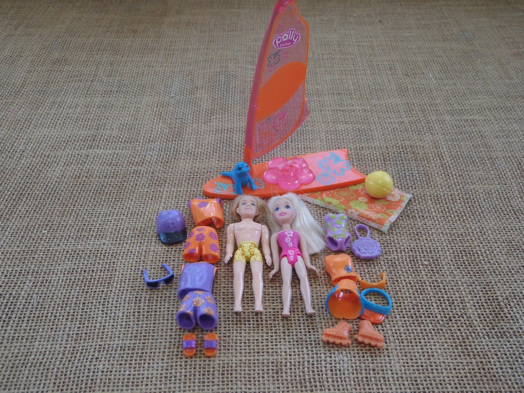 Vintage Polly Pocket Dolls "colors of the Rainbow" Orange Boy & Girl ...