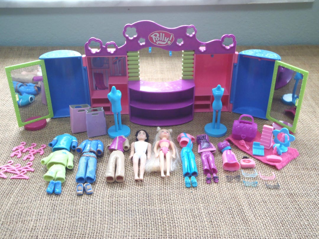 Vintage Polly Pocket Club Groove Polly & Drew 2 Stop Shops Dolls Lot ...
