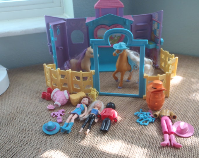 Vintage Polly Pocket Horse Stable Barn Jointed Doll Jockey Riding Girl ...