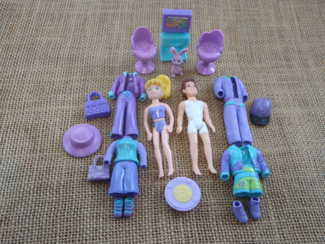 Vintage Polly Pocket Dolls "colors of the Rainbow" Purple Boy & Girl ...