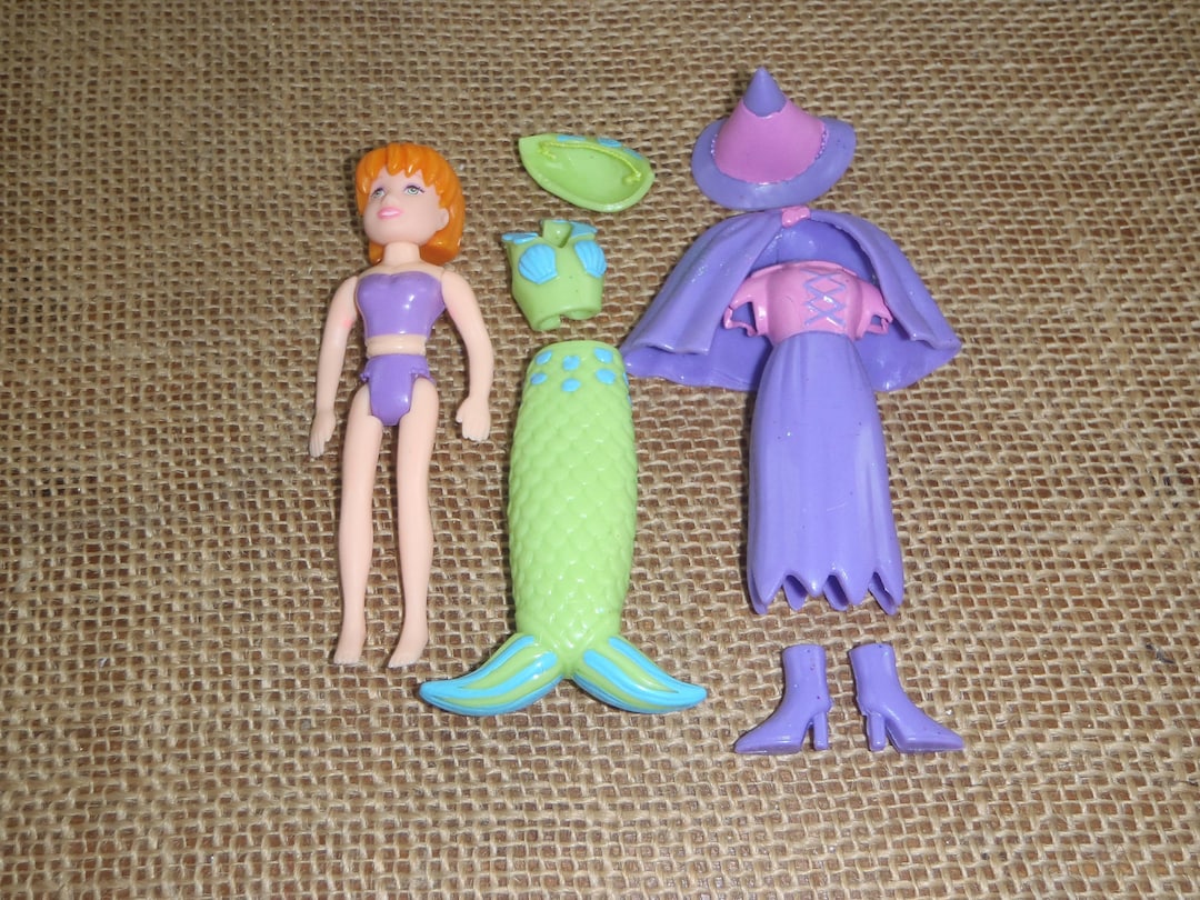 Vintage Polly Pocket Costume Party Witch Mermaid Lea 2001 Doll Set B94 ...