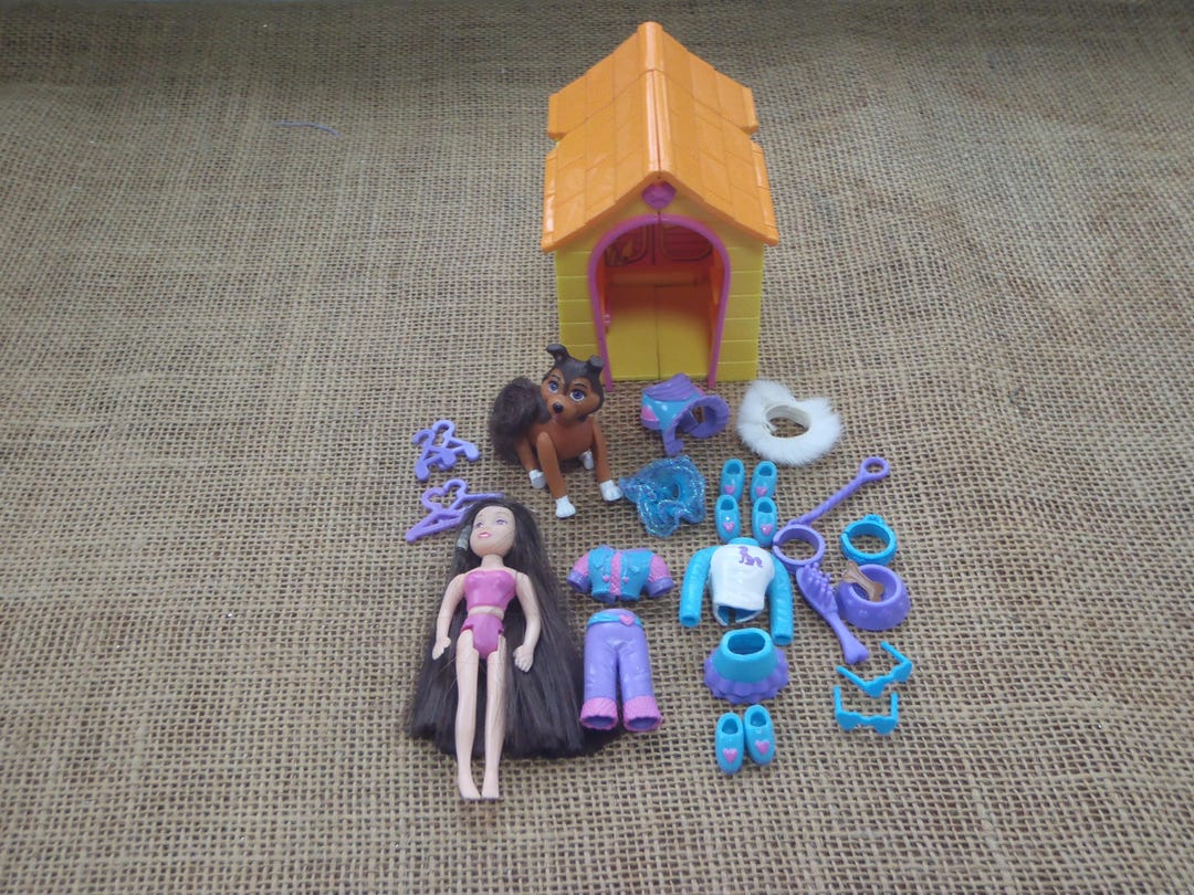 Polly Pocket 2001 Happening Happenin Pet Pals Lila and Cookie Dog House ...
