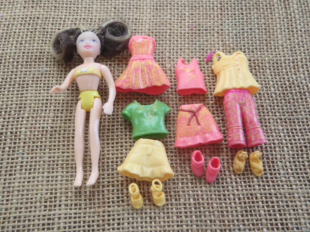 Vintage Polly Pocket Fashion Doll Color Changing Hair Set Clothing H5 ...