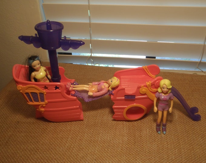 Vintage Polly Pocket Pirate Ship Playground Summer Fun Swim Dolls Set ...