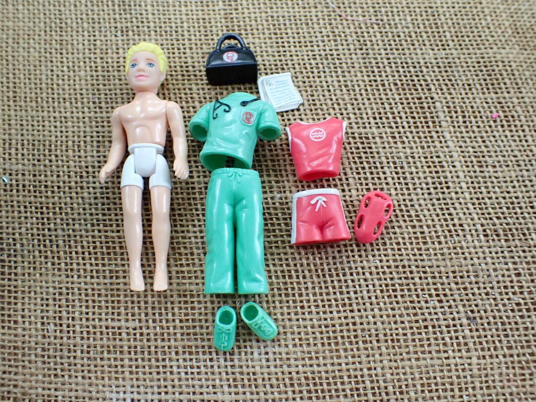 Vintage Polly Pocket "cool Careers" Rick Lifeguard Doctor 2002 Doll Set ...