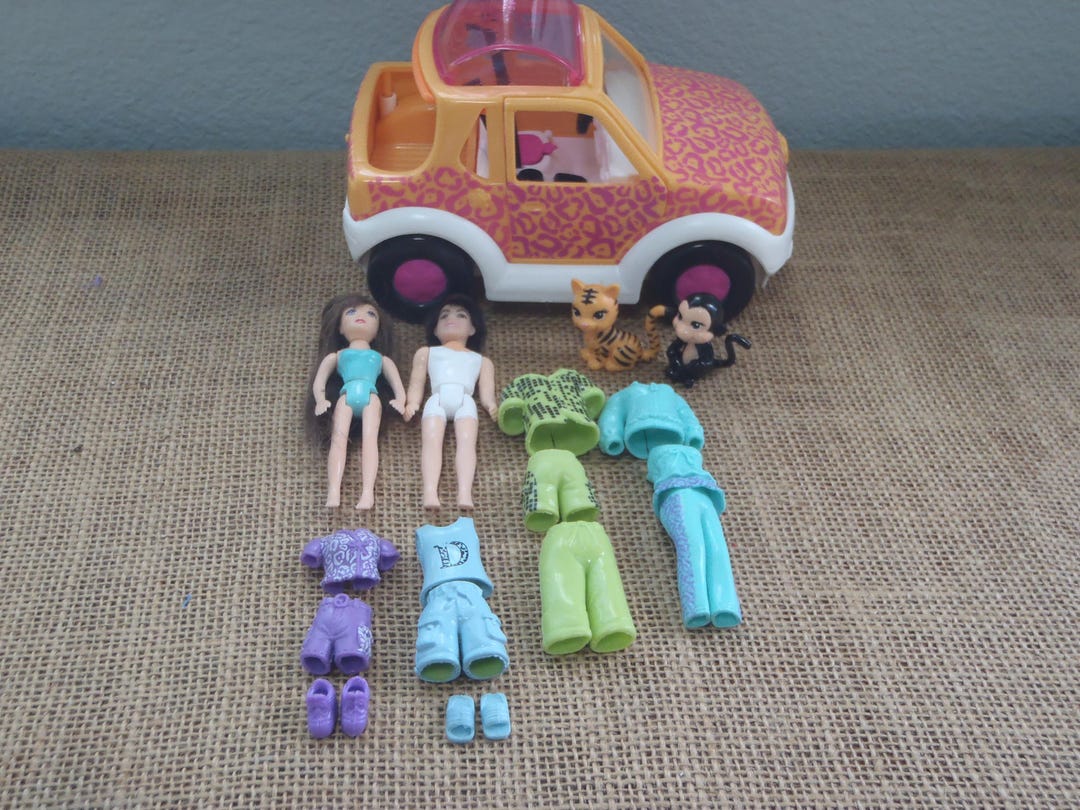 Vintage Polly Pocket 2006 Wild Ride Jeep Lila & Drew Orange Zebra ...