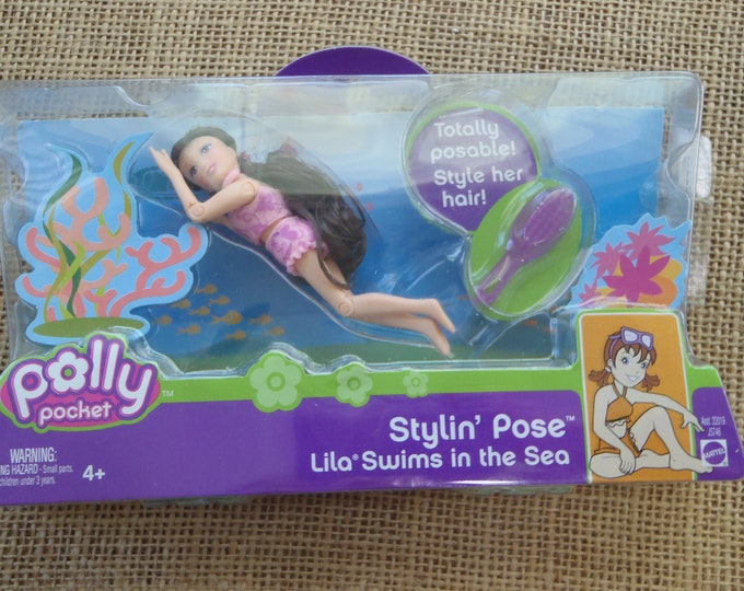 Vintage Polly Pocket Stylin Pose Lila Swims in the Sea Articulated ...
