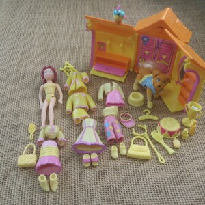 Vintage Polly Pocket Dolls colors of the Rainbow Yellow Outfits Shoes ...