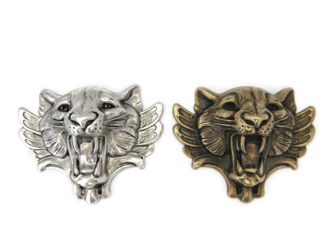 Brass Vintage Design Roaring Tiger's Head , Made in the USA - Etsy