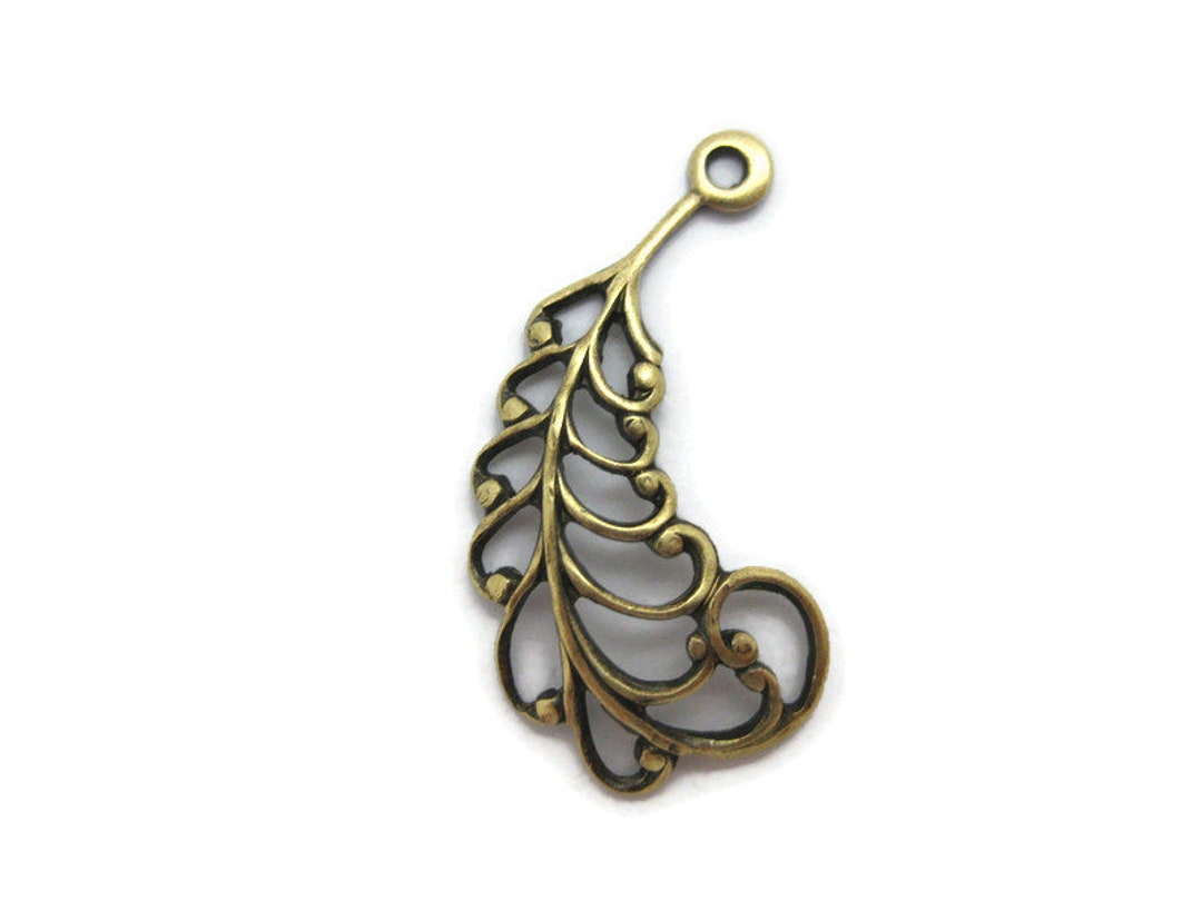 Brass Filigree Feather Drop (2 Pieces) , Made in the USA - Etsy