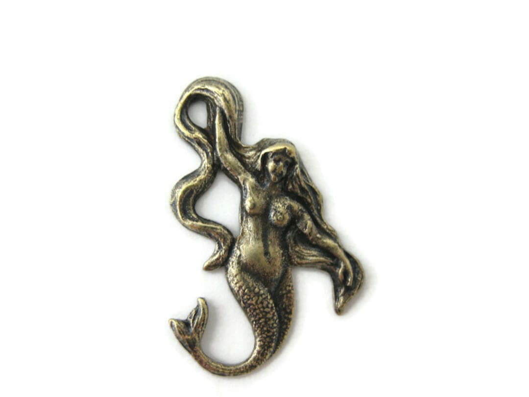 Brass Vintage Design Detailed Mermaid , Made in the USA - Etsy