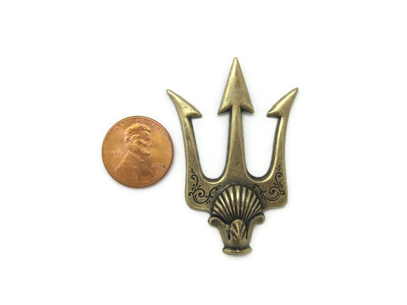 Brass Vintage Design Large Trident Head Made in the USA - Etsy