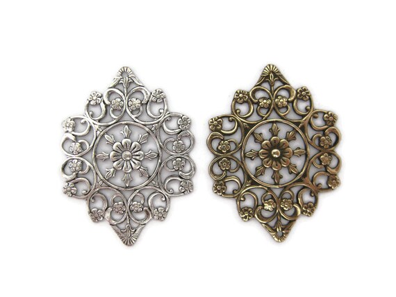 Brass Vintage Design Daisy Filigree Made in the USA | Etsy