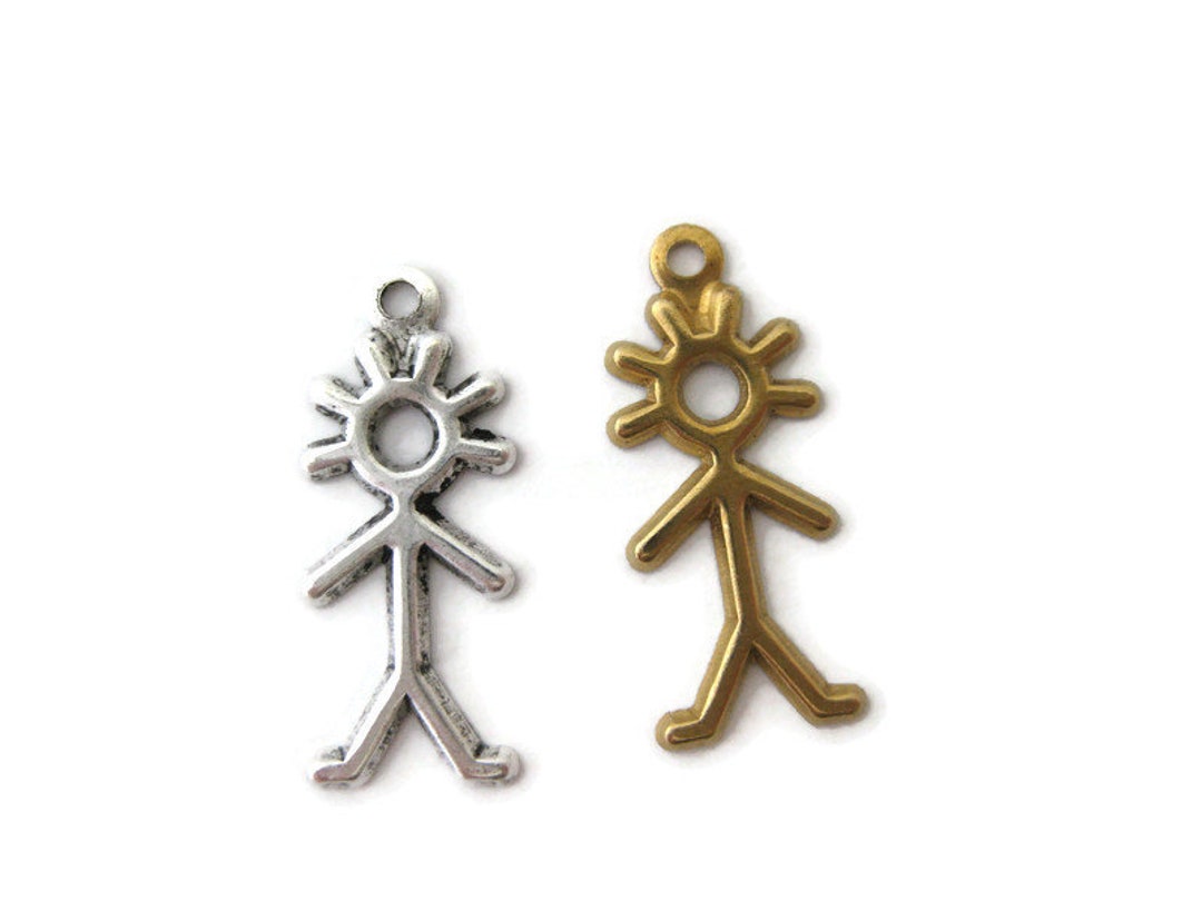 Brass Vintage Design Stick Figure Boy Charm (6 Pieces) , Made in the ...