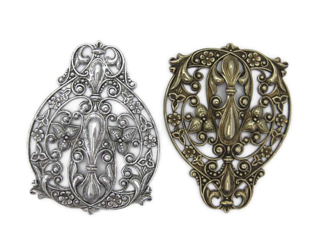 Brass Vintage Design Filigree Shield With Raised Design , Made in the ...