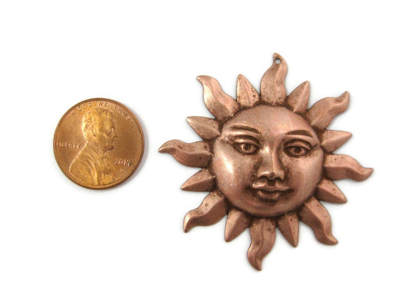 Brass Vintage Design Large Nouveau Sun Face With Hole 2 - Etsy